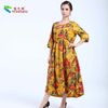 Anti Static Cotton Long Ladies Floral Dresses Waist Fitted Retro Design