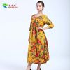 Anti Static Cotton Long Ladies Floral Dresses Waist Fitted Retro Design