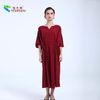 YIZHIQIU V Neck Different Color Waist Long Dresses