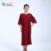 YIZHIQIU V Neck Different Color Waist Long Dresses