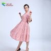 YIZHIQIU Fitted Short Sleeve Waist Flare Midi Dress