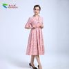 YIZHIQIU Fitted Short Sleeve Waist Flare Midi Dress