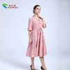 YIZHIQIU Fitted Short Sleeve Waist Flare Midi Dress