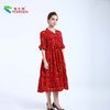 YIZHIQIU Short Sleeve Cotton And Linen Flare Dress