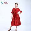 YIZHIQIU Short Sleeve Cotton And Linen Flare Dress