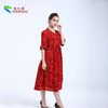 YIZHIQIU Short Sleeve Cotton And Linen Flare Dress