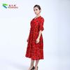 YIZHIQIU Short Sleeve Cotton And Linen Flare Dress