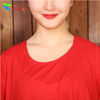 Red Bohemian Embroidered Cotton Dress Fit And Flare Silhouette With Short Sleeve