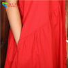 Red Bohemian Embroidered Cotton Dress Fit And Flare Silhouette With Short Sleeve