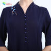 Black Casual Cotton Summer Clothing Long Dresses With Mandarin Collar Neckline