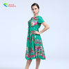 Anti Wrinkle Long Cotton Summer Dresses Short Sleeve , Mid - Calf Dresses Length