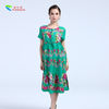Anti Wrinkle Long Cotton Summer Dresses Short Sleeve , Mid - Calf Dresses Length