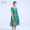 Anti Wrinkle Long Cotton Summer Dresses Short Sleeve , Mid - Calf Dresses Length