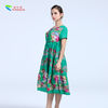 Anti Wrinkle Long Cotton Summer Dresses Short Sleeve , Mid - Calf Dresses Length