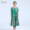 Anti Wrinkle Long Cotton Summer Dresses Short Sleeve , Mid - Calf Dresses Length