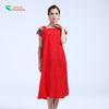 Daily Wear Red Cotton Long Sleeve Dress With Mandarin Collar Neckline