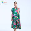 Beautiful Breathable Women'S Long Floral Dresses Cotton Material With Pockets