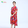 Natural Waistline Long Cotton Summer Dresses Chinese Style Pattern ZTZS501