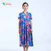 Beautiful Vacation Blue Long Cotton Summer Dresses Traditional Chinese Clothing