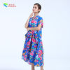Beautiful Vacation Blue Long Cotton Summer Dresses Traditional Chinese Clothing