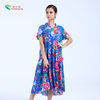 Beautiful Vacation Blue Long Cotton Summer Dresses Traditional Chinese Clothing