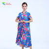 Beautiful Vacation Blue Long Cotton Summer Dresses Traditional Chinese Clothing