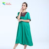 Embroidered Green Cotton Dress Chinese Style With Mid - Calf Dresses Length