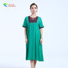 Embroidered Green Cotton Dress Chinese Style With Mid - Calf Dresses Length