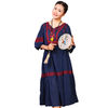 Traditional Chinese Embroidered Cotton Dress Multi - Color With Dropped Waistline