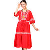 Traditional Chinese Embroidered Cotton Dress Multi - Color With Dropped Waistline