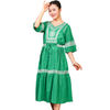 Traditional Chinese Embroidered Cotton Dress Multi - Color With Dropped Waistline