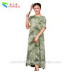 Plus Size Chinese Summer Clothes , Cotton Linen Dress With Short Sleeve