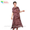 Plus Size Chinese Summer Clothes , Cotton Linen Dress With Short Sleeve