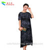 Plus Size Chinese Summer Clothes , Cotton Linen Dress With Short Sleeve
