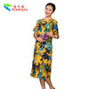 Flower Printed Long Casual Summer Dresses With Short Sleeves 100% Cotton Material