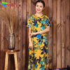 Flower Printed Long Casual Summer Dresses With Short Sleeves 100% Cotton Material