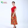 Chinese Colorful Long Summer Dresses , Neck Waist Printed Cotton Long Frocks For Womens
