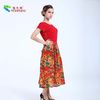 Chinese Colorful Long Summer Dresses , Neck Waist Printed Cotton Long Frocks For Womens
