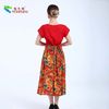 Chinese Colorful Long Summer Dresses , Neck Waist Printed Cotton Long Frocks For Womens