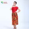 Chinese Colorful Long Summer Dresses , Neck Waist Printed Cotton Long Frocks For Womens