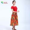 Chinese Colorful Long Summer Dresses , Neck Waist Printed Cotton Long Frocks For Womens