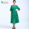 YIZHIQIU embroidery green women boho dress
