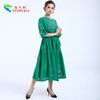 YIZHIQIU embroidery green women boho dress