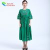 Embroidered Half Sleeve Boho Maxi Dress Linen / Cotton Material Skin Friendly