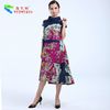 None Decoration Cotton Summer Clothing O Neck Long Floral Dresses For Women