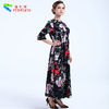 Comfortable Cotton Long Sleeve Black Maxi Dress With Button / Zippers Decoration