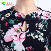 Comfortable Cotton Long Sleeve Black Maxi Dress With Button / Zippers Decoration