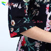 Comfortable Cotton Long Sleeve Black Maxi Dress With Button / Zippers Decoration