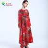 Custom Retro Style Ladies Long Sleeve Dresses Linen / Cotton Material