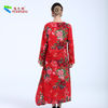 Custom Retro Style Ladies Long Sleeve Dresses Linen / Cotton Material